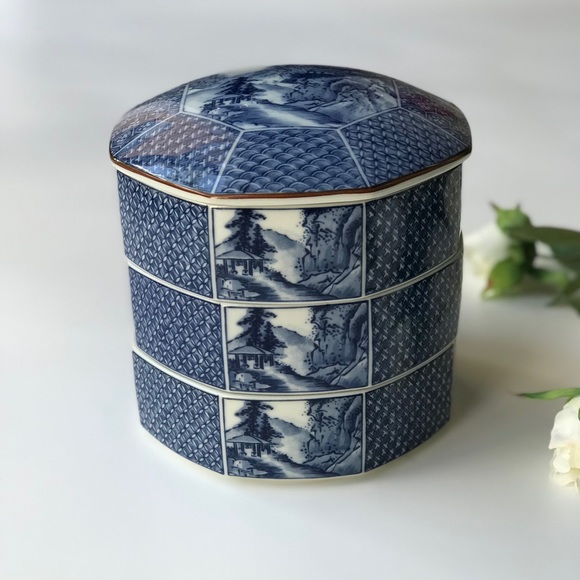 Vintage | Dining | Vintage Japanese Three Tier With Lid Porcelain ...